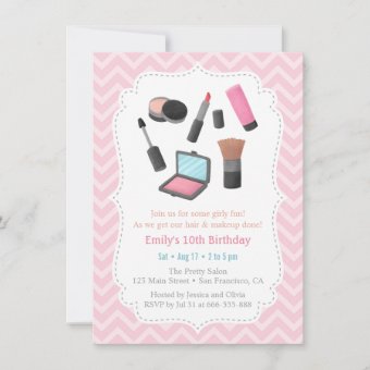 Girls Makeover Birthday Party Invitations | Zazzle