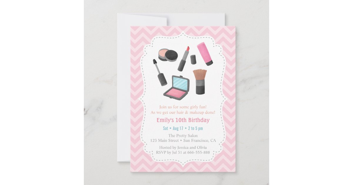 Girls Makeover Birthday Party Invitations | Zazzle