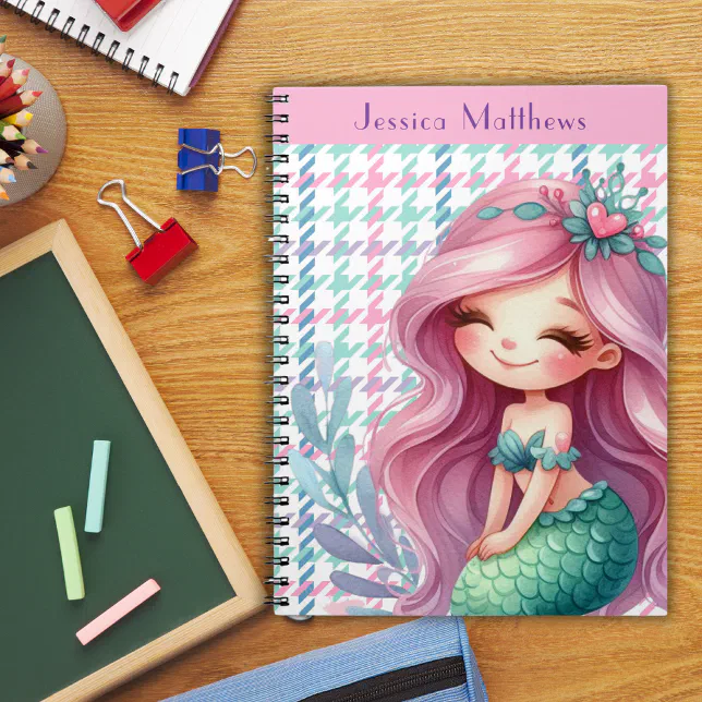 Girls Mermaid pattern Notebook | Zazzle
