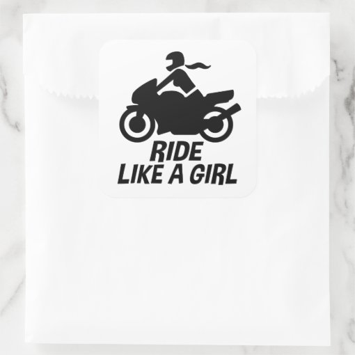 Girls Motorcycle Square Sticker | Zazzle