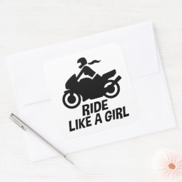 Girls Motorcycle Square Sticker | Zazzle