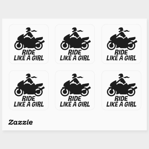Girls Motorcycle Square Sticker | Zazzle