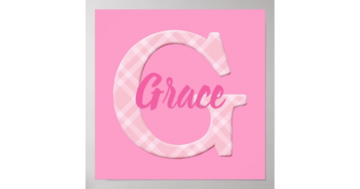 Girls Name Custom Plaid Letter G Poster | Zazzle