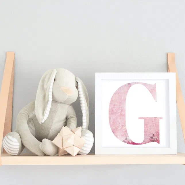 Girl's Name Letter G Boho Pink Watercolor Poster | Zazzle