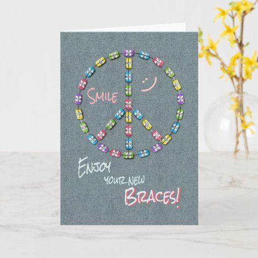 Girls New Braces Congratulations Peace Sign Card | Zazzle