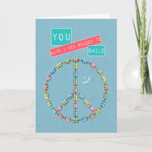 Girls New Braces Congratulations Peace Sign Card | Zazzle