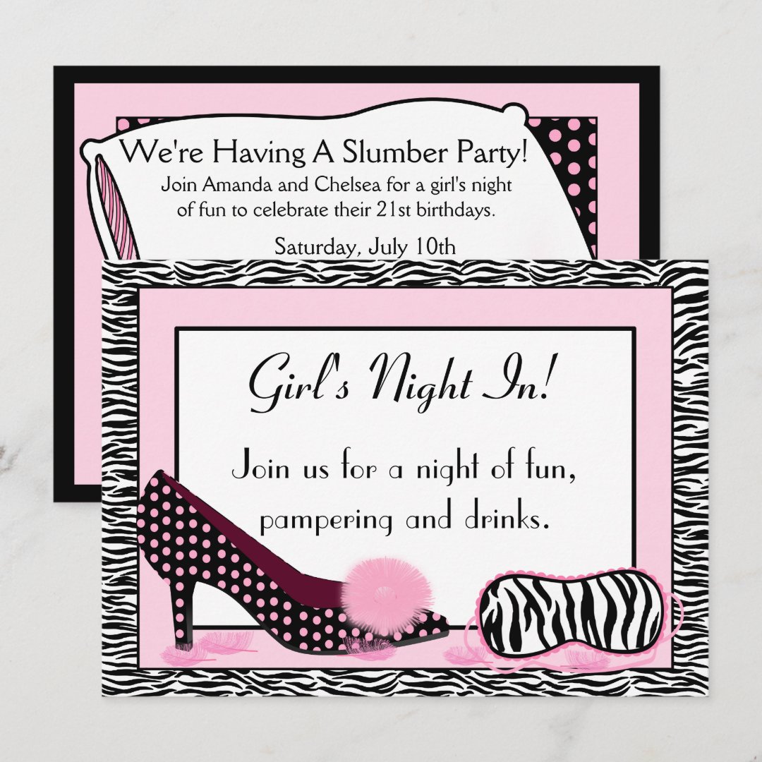 Girl's Night In PJ Party Invitation | Zazzle