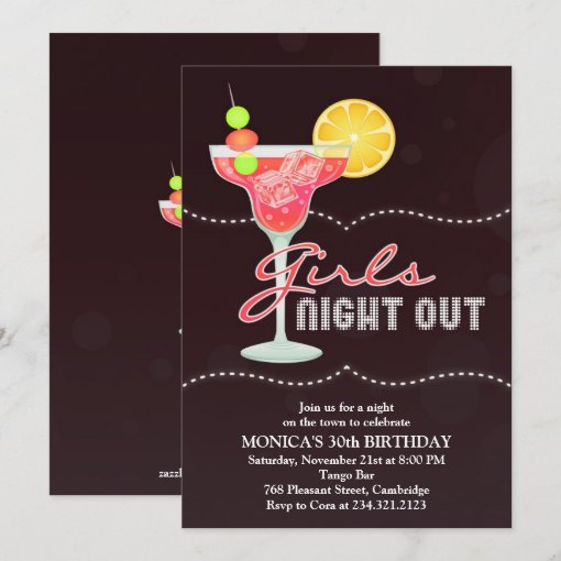 Girls Night Out Birthday Party Invitation | Zazzle
