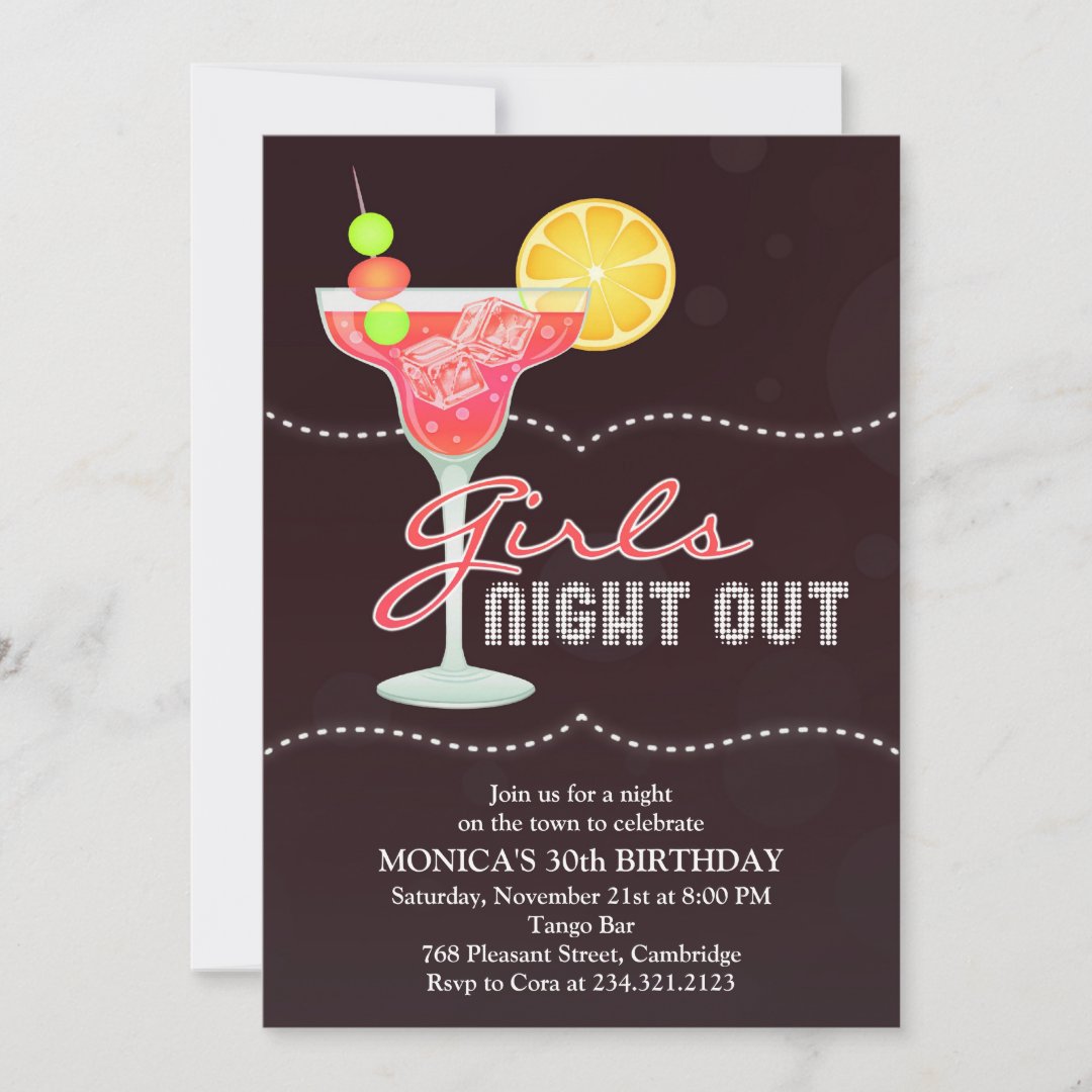 Girls Night Out Birthday Party Invitation | Zazzle