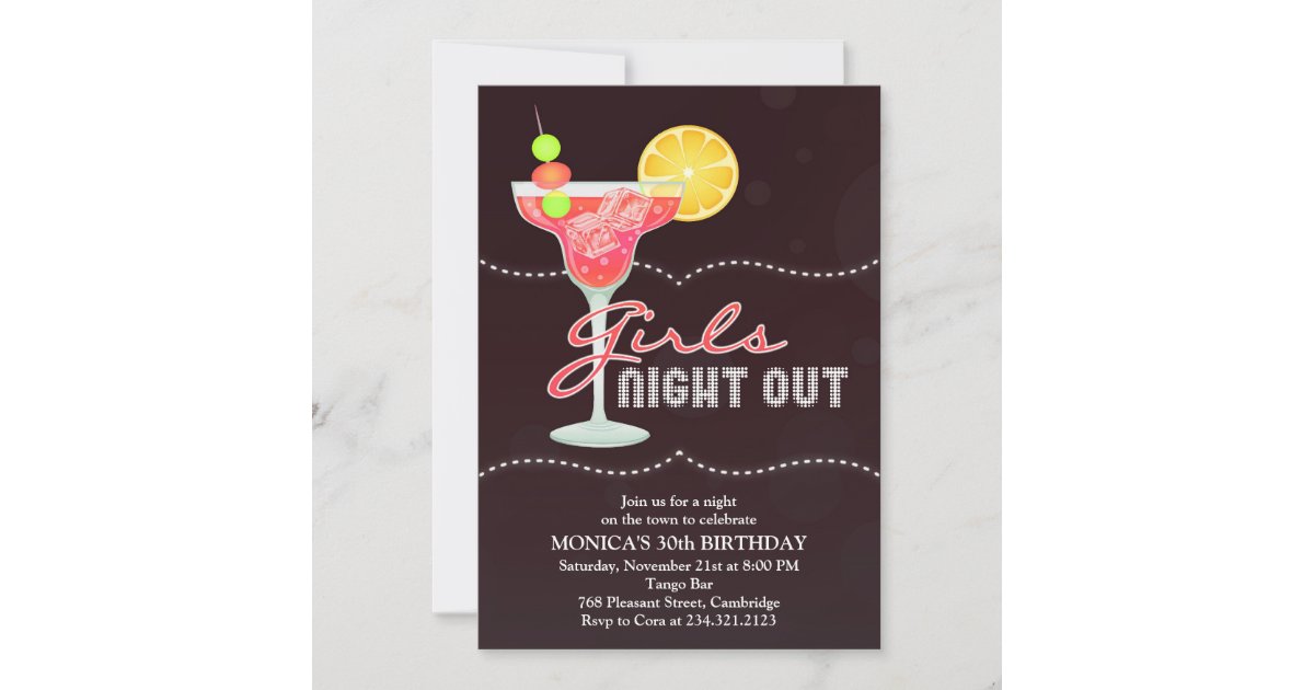 Girls Night Out Birthday Party Invitation | Zazzle
