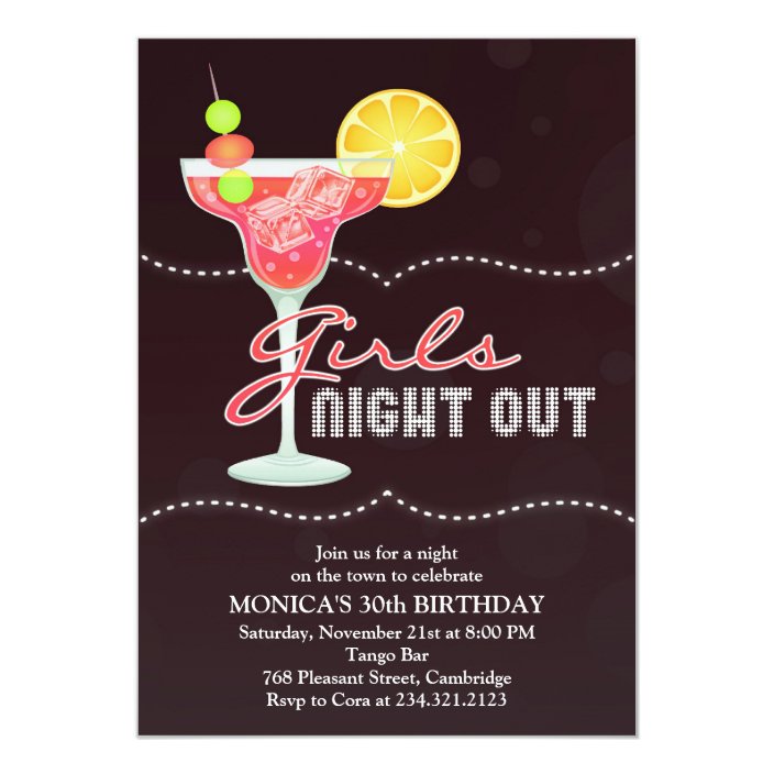 Girls Night Out Birthday Party Invitation | Zazzle.com
