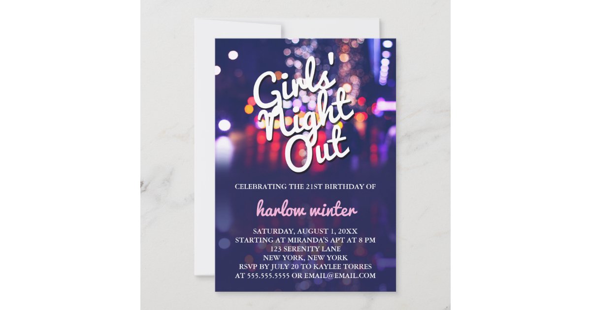Girls' Night Out Birthday Party Invitation | Zazzle