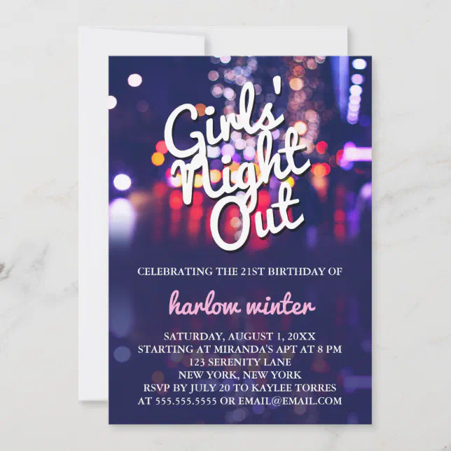 Girls' Night Out Birthday Party Invitation | Zazzle