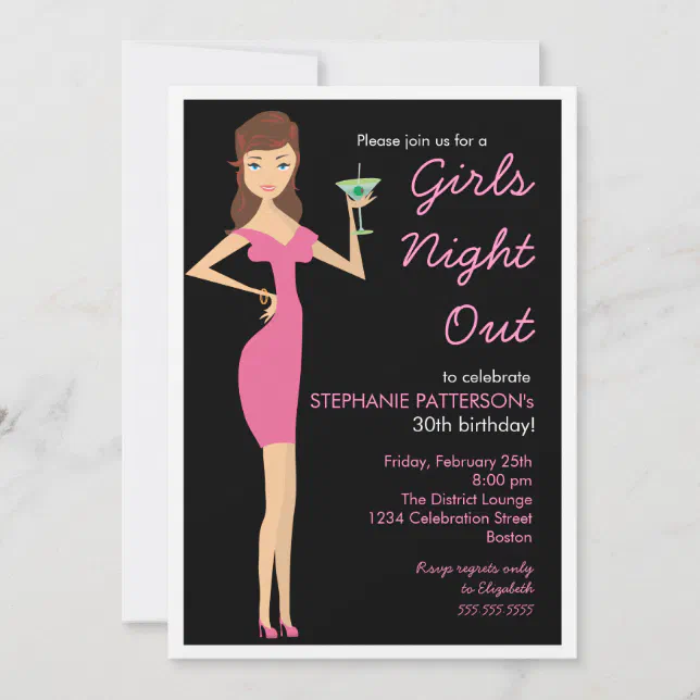 Girls Night Out Cocktail Diva Birthday Party Invitation | Zazzle