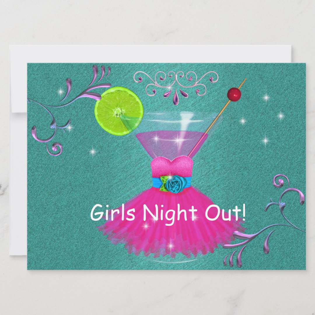 Girls Night OUT Invitations with Dress & Cosmo | Zazzle