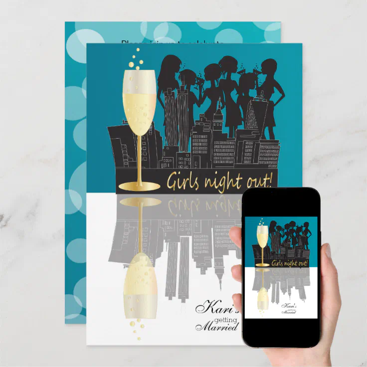 Girls Night Out Party Celebration | Blue Invitation | Zazzle