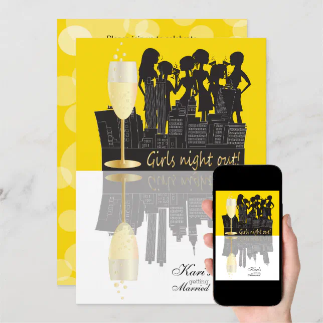Girls Night Out Party Celebration | Yellow Invitation | Zazzle
