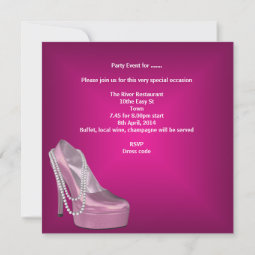 Girls Night Out Pink Shoes Hi Heels Champagne Invitation | Zazzle