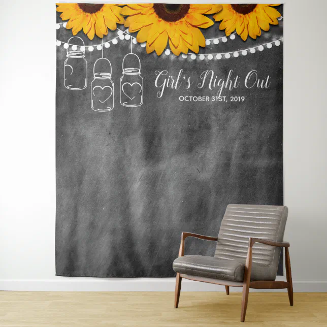 Girl's Night Out Sunflower Photo Booth Backdrop | Zazzle