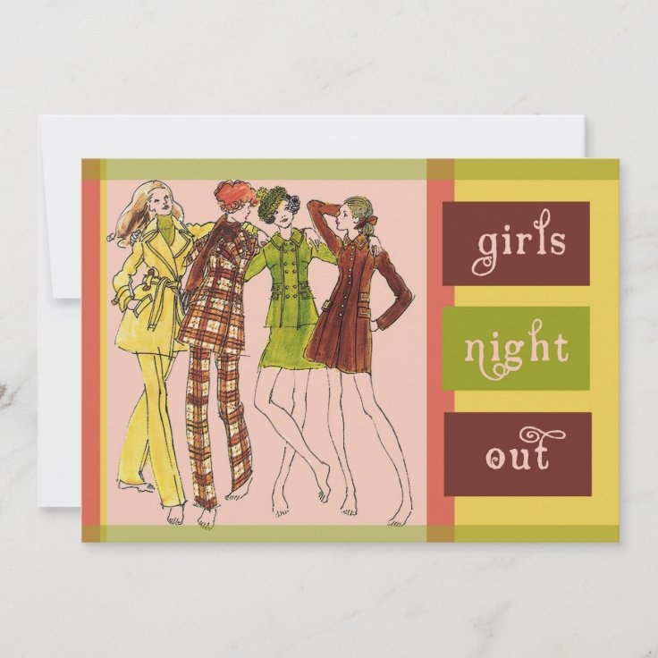 Girls Night Out Vintage 70s Invitation | Zazzle