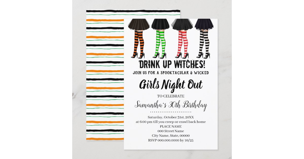 Girls night out Witches halloween Birthday Invitation | Zazzle
