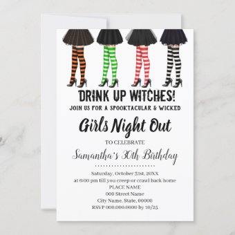 Girls night out Witches halloween Birthday Invitation | Zazzle