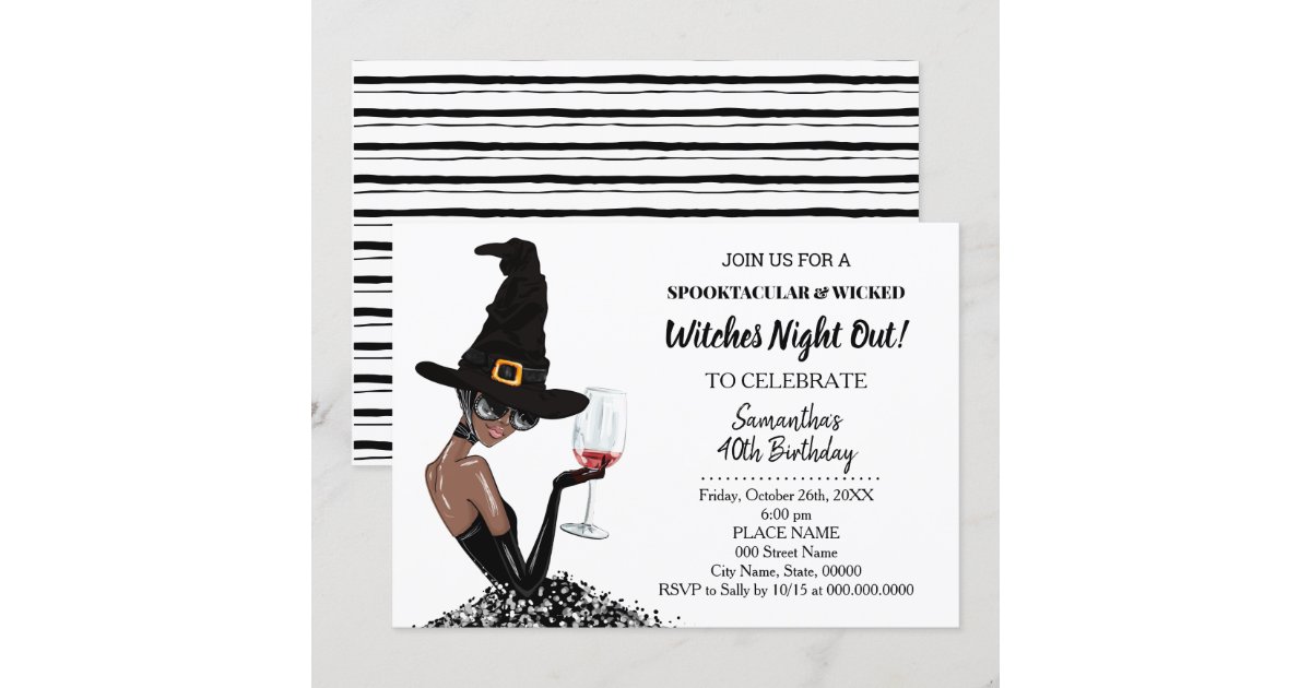 Girls Night Out Witches Halloween Birthday Party Invitation | Zazzle