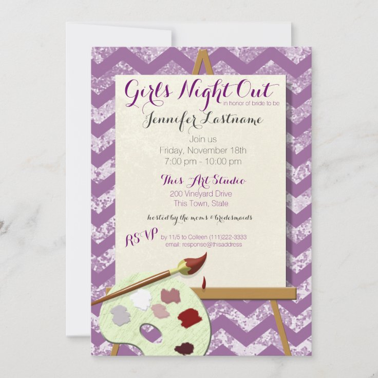 Girl's Night Painting Art Party Invitation | Zazzle