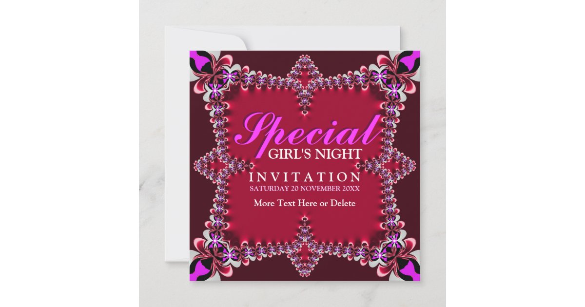 Girls Night Red Hot Pink Party Invitation | Zazzle