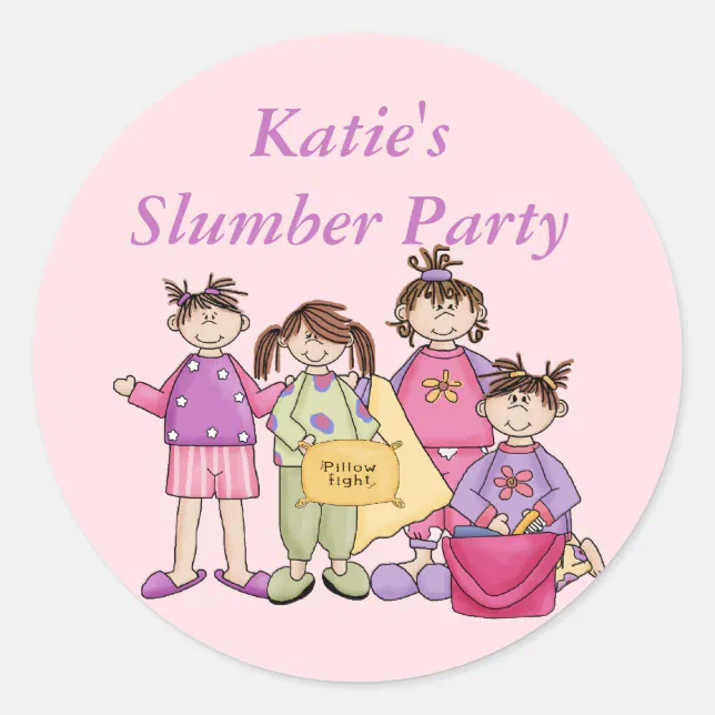 Girl's Night Slumber Party Stickers | Zazzle