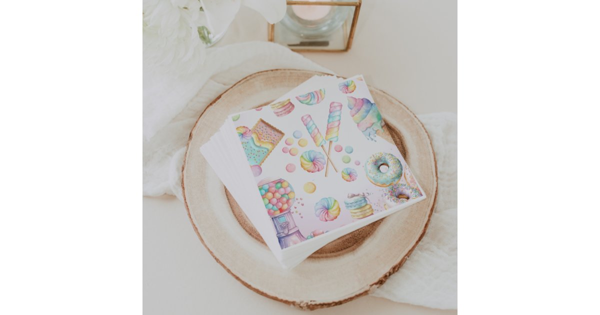 Girls Pastel Candy Land Birthday Party Table Napkins | Zazzle