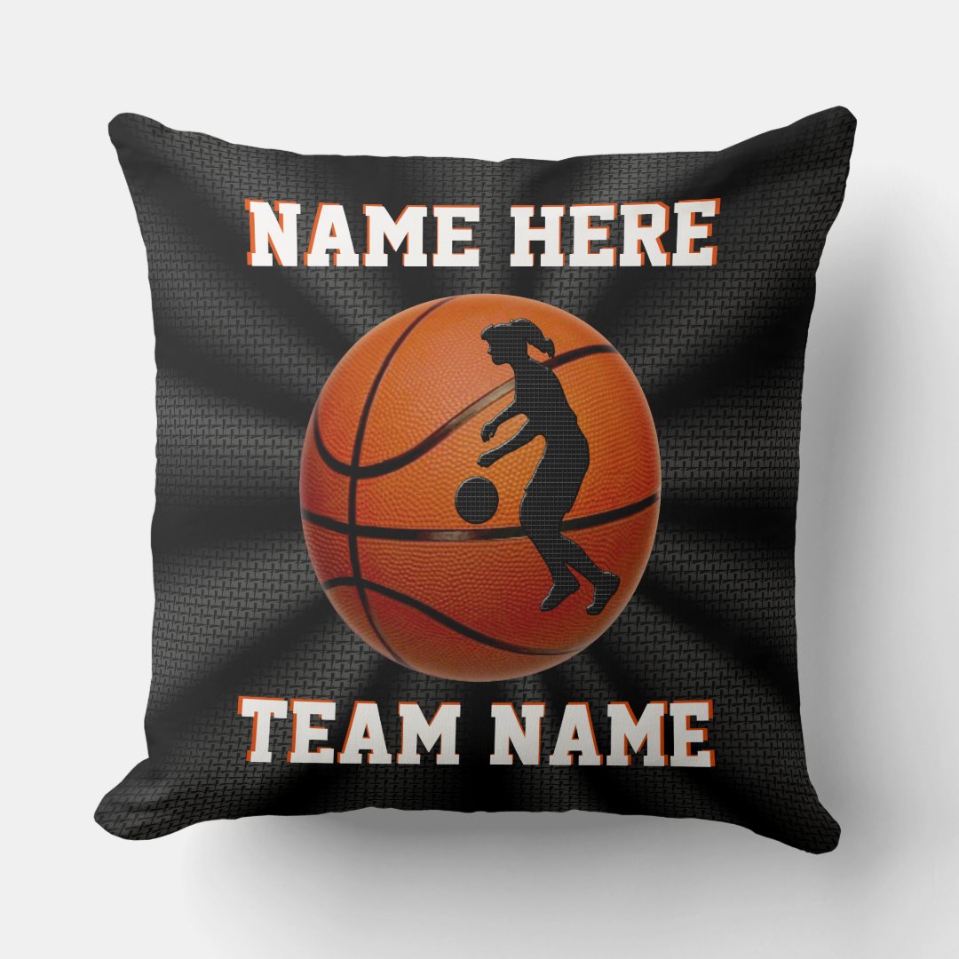 Girls Personalized Basketball Pillows Team Gifts | Zazzle