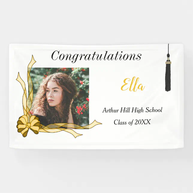 Girl's Photo Graduation Banner | Zazzle