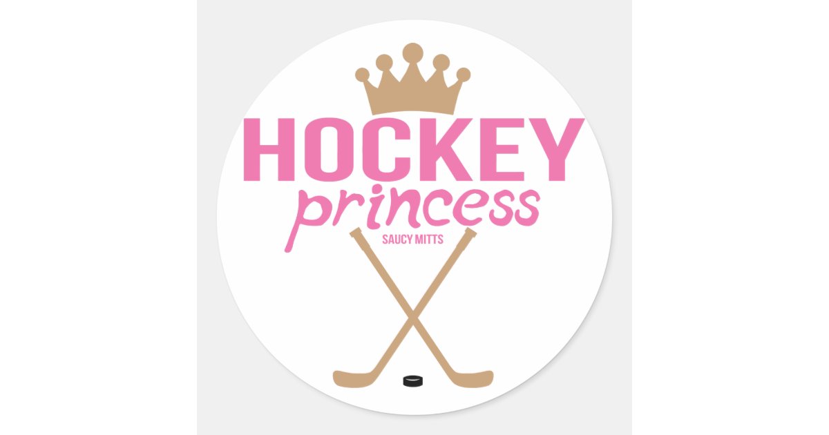 Girls Pink Hockey Princess Classic Round Sticker | Zazzle