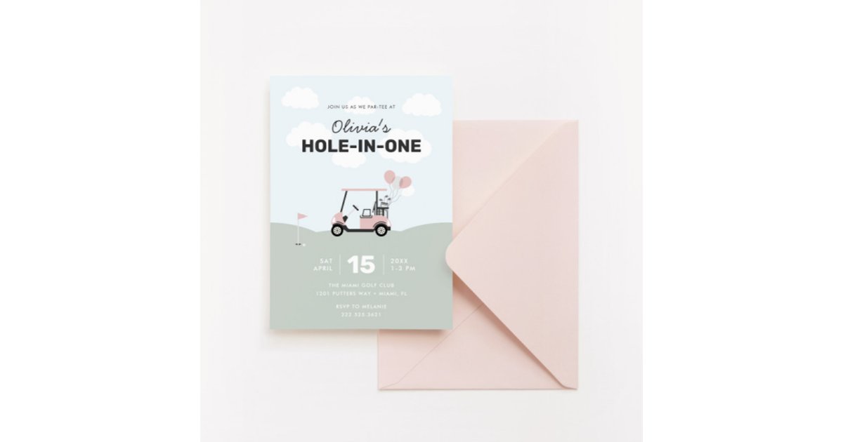Girls' Pink Hole-In-One Golf 1st Birthday Invitation | Zazzle