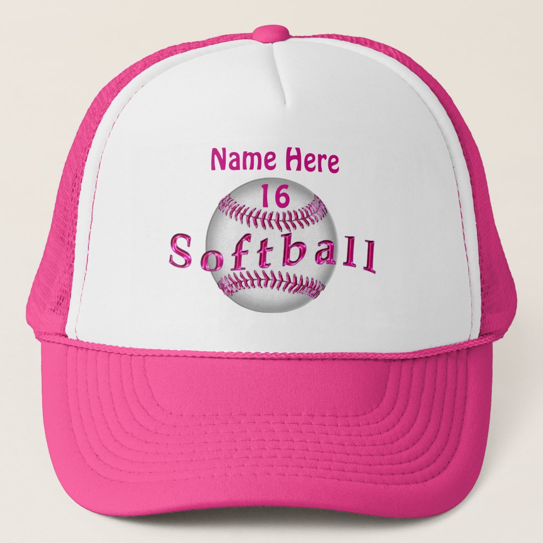 Girls Pink Personalized Softball Hats Custom | Zazzle