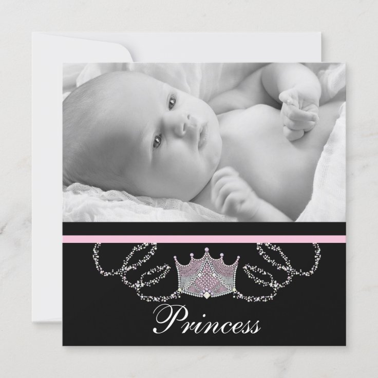 Girls Pink Princess Birth Announcements | Zazzle