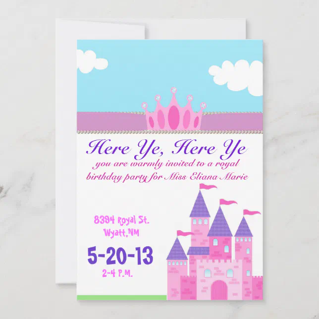 Girls pink princess Invitation | Zazzle