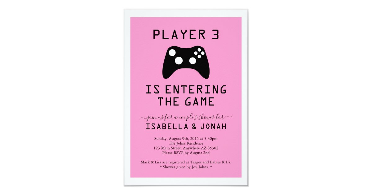 Girls Player 3 Video Game Baby / Couple's Shower Invitation | Zazzle.com