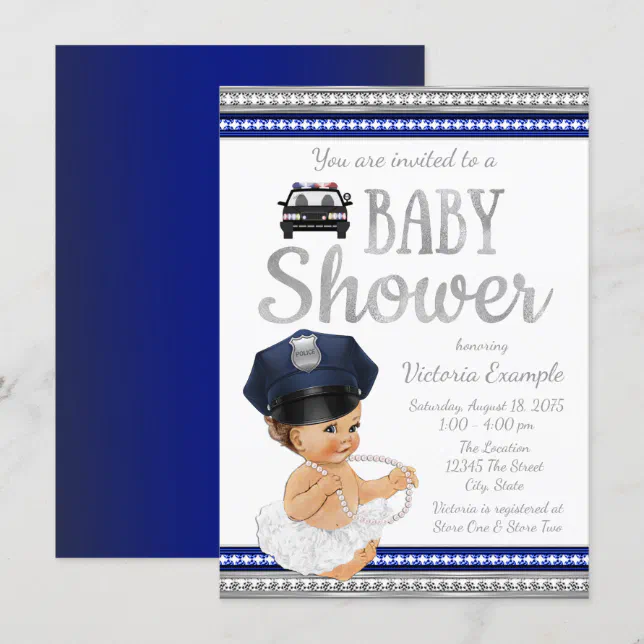 Girls Police Baby Shower Invitations | Zazzle