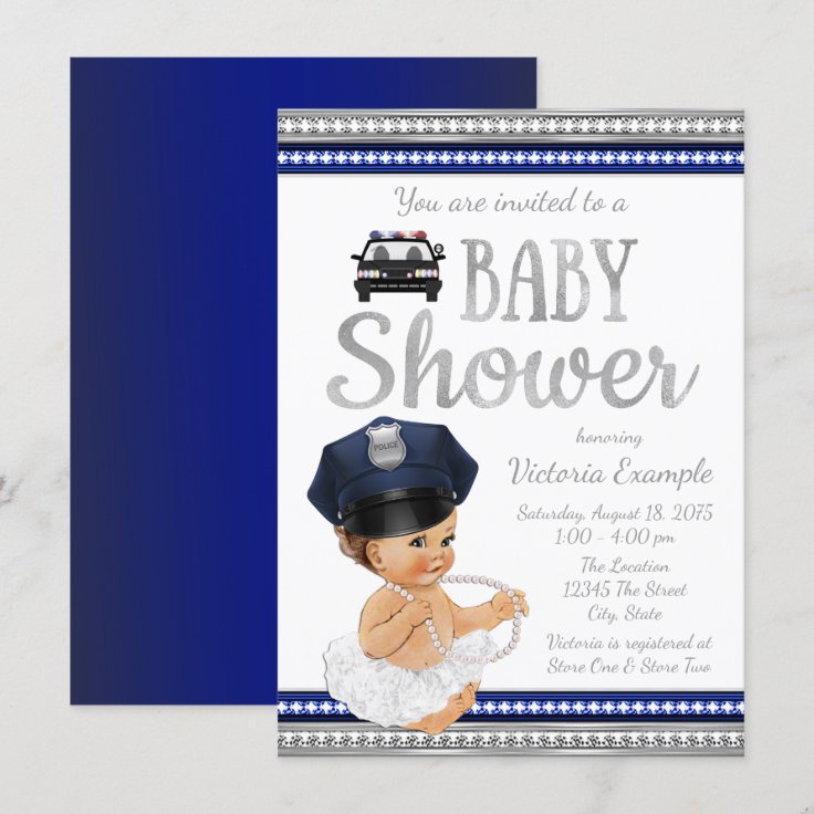 Girls Police Baby Shower Invitations | Zazzle
