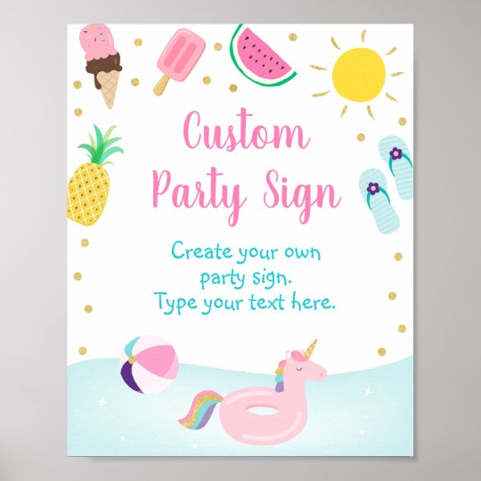 Girls Pool Party Birthday Sign | Zazzle.com