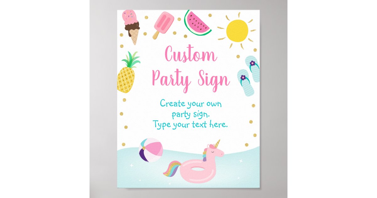 Girls Pool Party Birthday Sign | Zazzle
