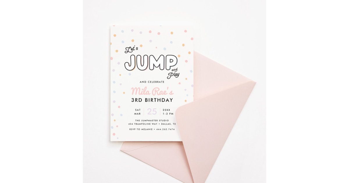 Girls' Preppy Jump & Bounce Party Invitation | Zazzle