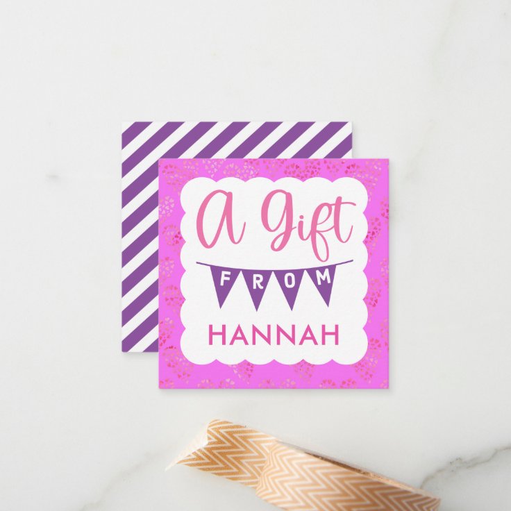 Girls Pretty Pink Birthday Gift Enclosure Note Card | Zazzle