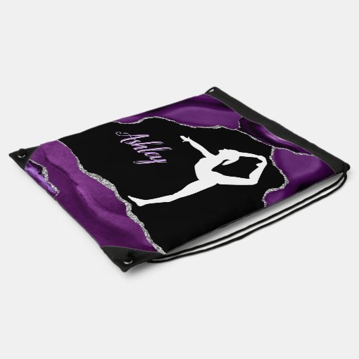 Girls Purple Glitter Gymnastics Dance or Cheer Drawstring Bag | Zazzle