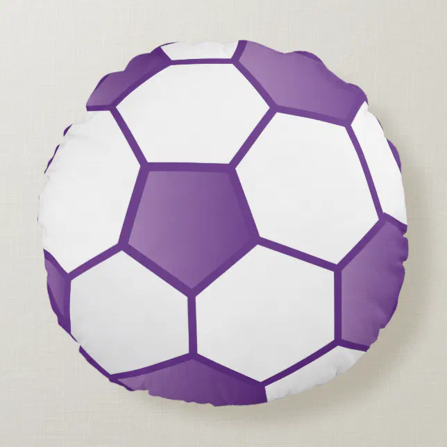 Girls' Purple Soccer Ball Round Pillow | Zazzle