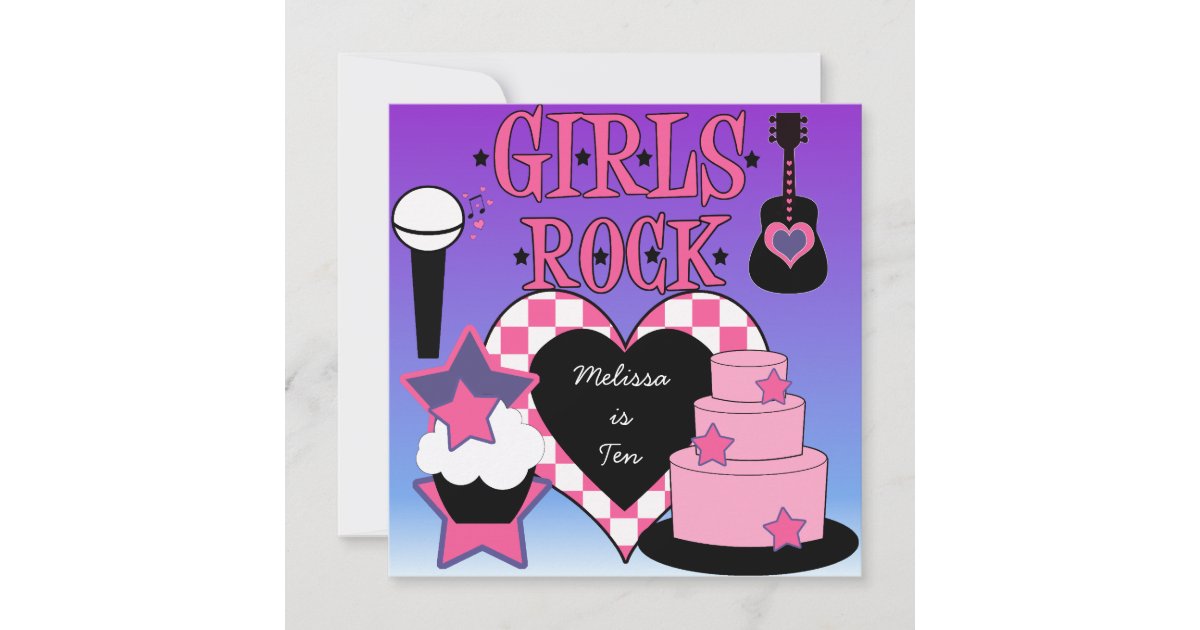 Girls Rock Birthday Invitation | Zazzle