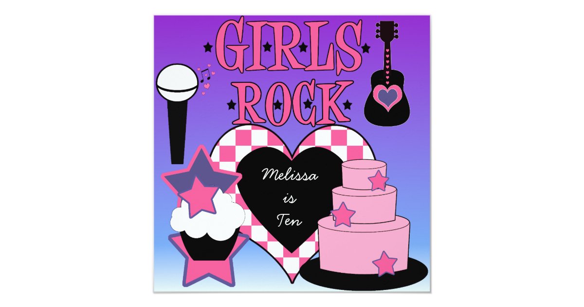 Girls Rock Birthday Invitation | Zazzle.com