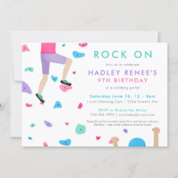 Girls Rock Climbing Birthday Party Invitation | Zazzle